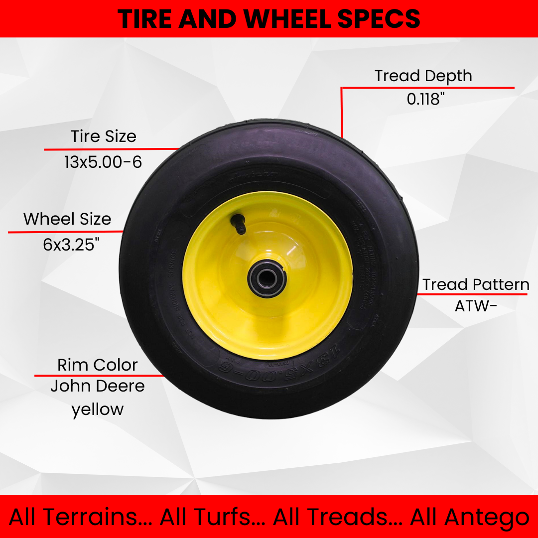 13x5.00-6 4 Ply Tires & 6x3.25 John Deere Wheels for Lawn & Garden Mow ...