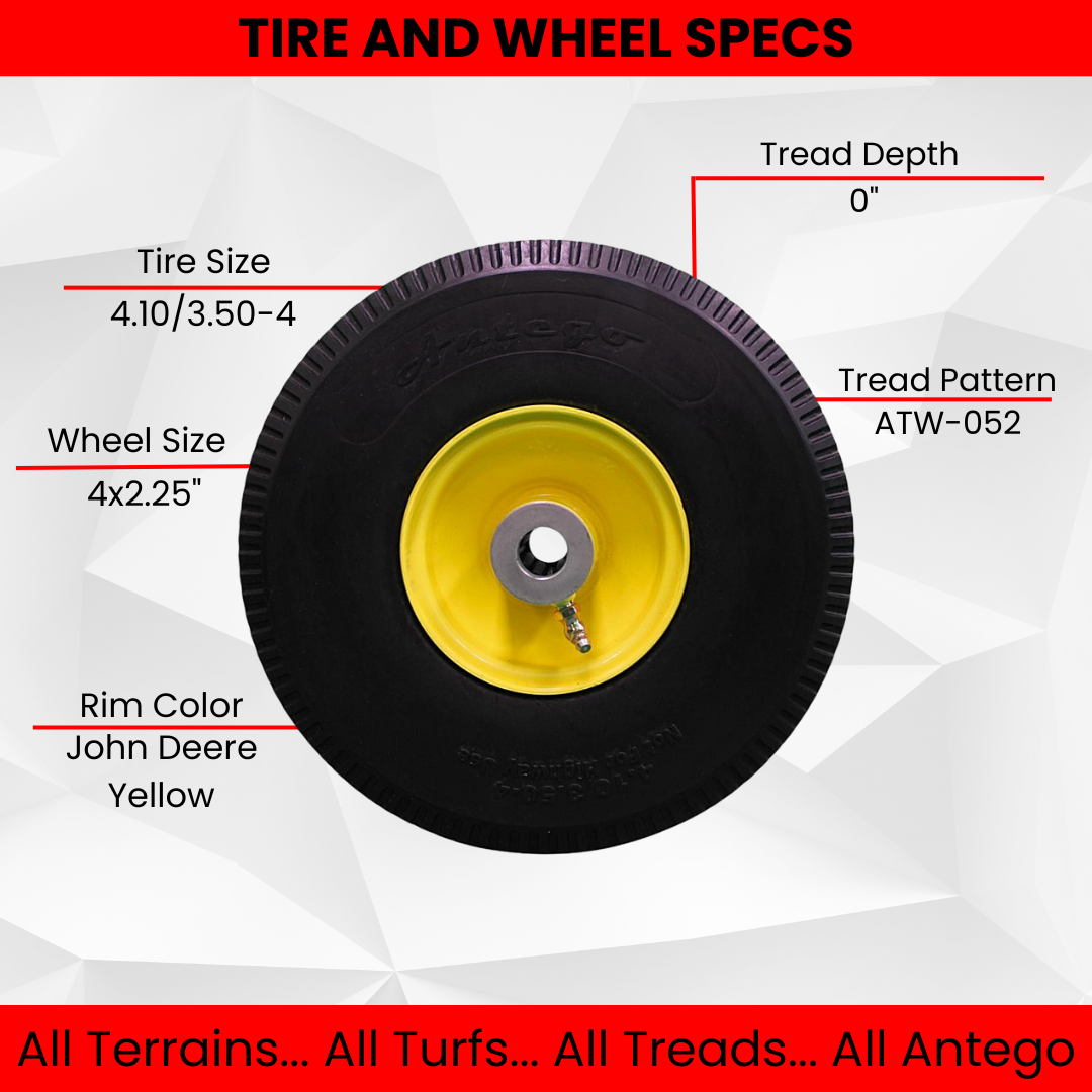 4.10/3.50-4 (10") Urethane Flat Free Wheel & Tire Assembly/Sawtooth tr ...