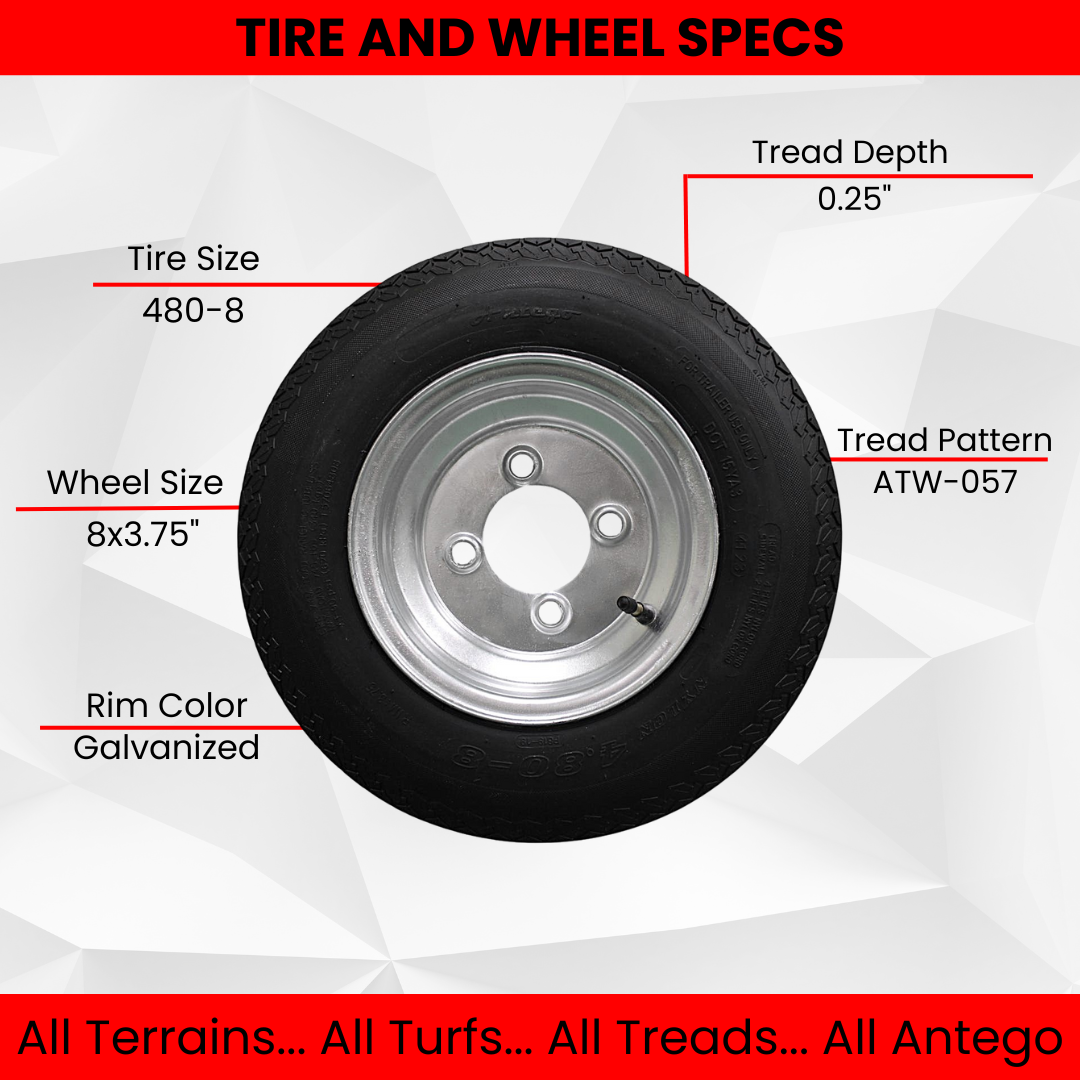 Antego Tire and Wheel (Set of 2) 4.80-8 Tire and Wheel Assemblies, Gal ...