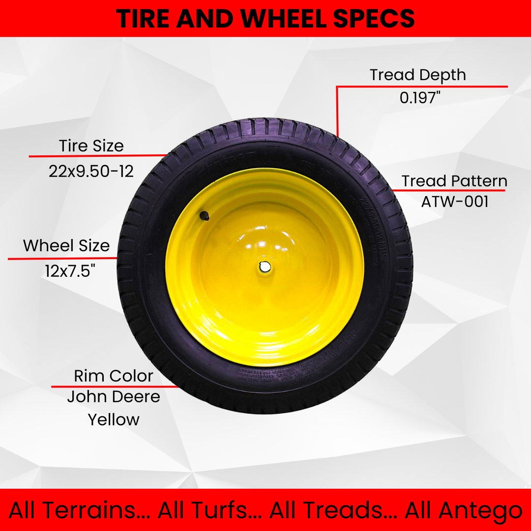 22x9.50-12 4 Ply Turf Tires & Wheels for John Deere Lawn & Garden Mowe ...