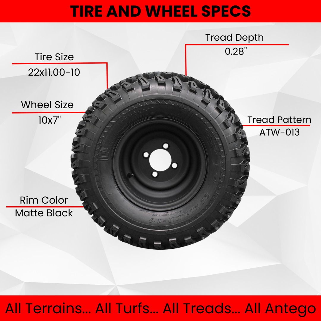 22x11.00-10 Matte Black (Set of 2) (1 Right 1 Left) | Antego Tire & Wheel