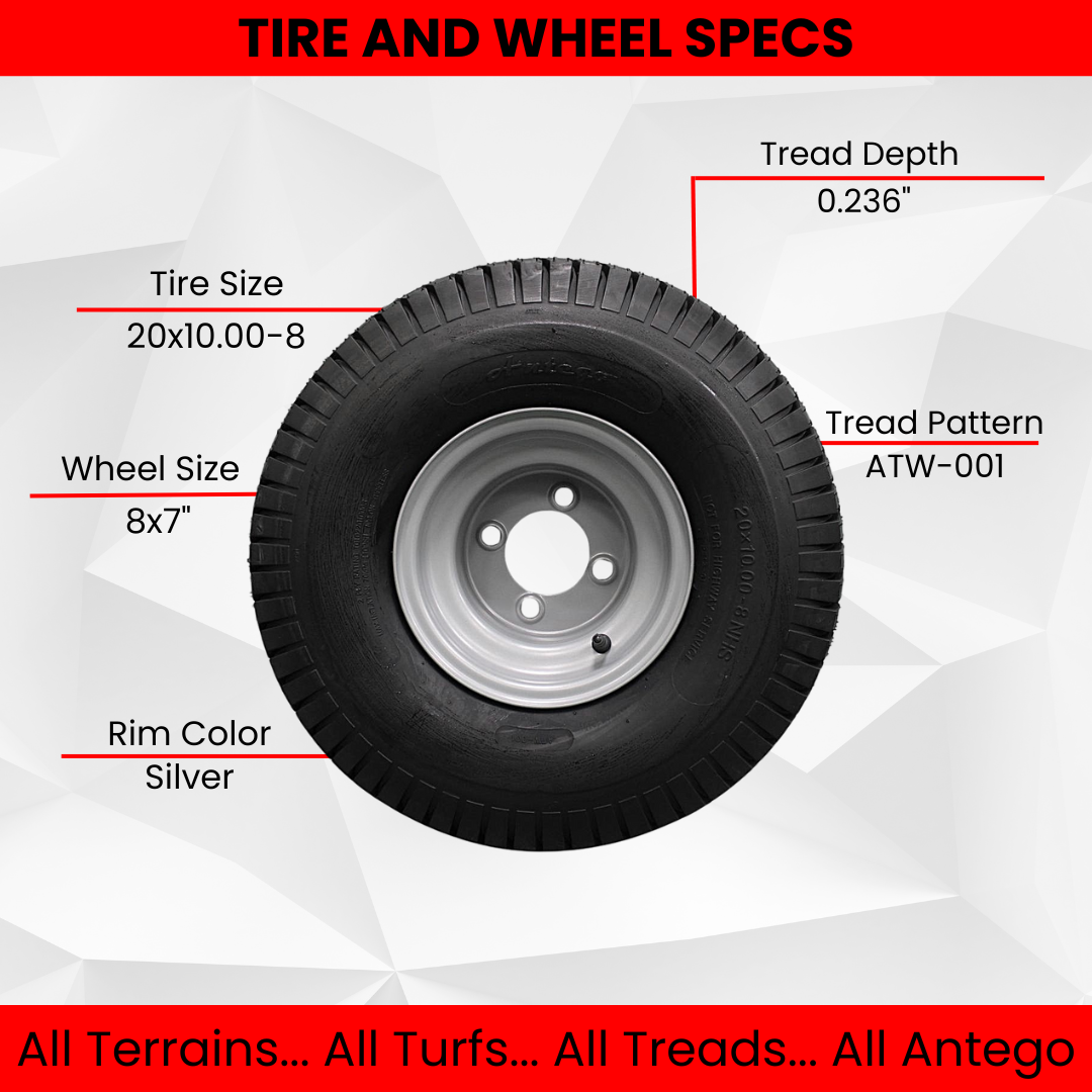 (Set of 2) (ATW-001) 20x10.00-8 Tires & Wheels 4 Ply for Lawn & Garden ...