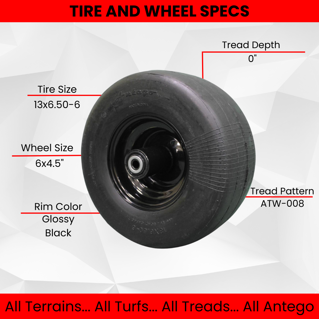 13x6.50-6 Semi-Pneumatic Flat Free Smooth with 6x4.5 Black Wheel (Set ...