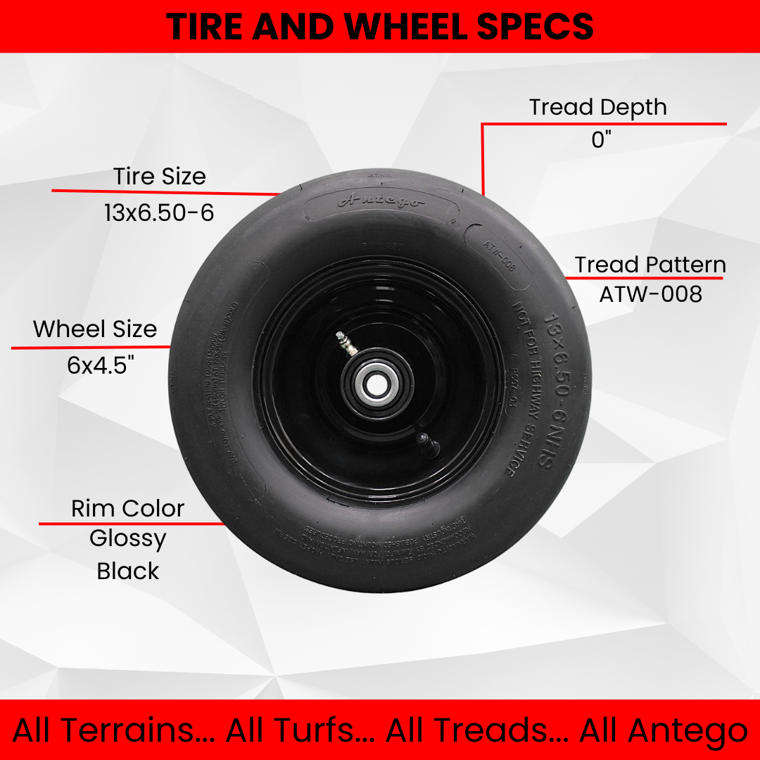 13x6.50-6 4 Ply Smooth with 6x4.5 Black Wheel Assembly (Set of 2 ...