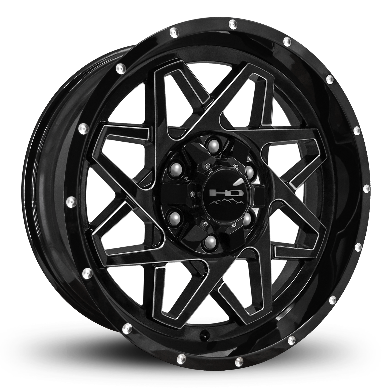HD Offroad Gridlock 20x9 -10 6x135/6x139.7mm 106.2mm Gloss Black/Mille ...