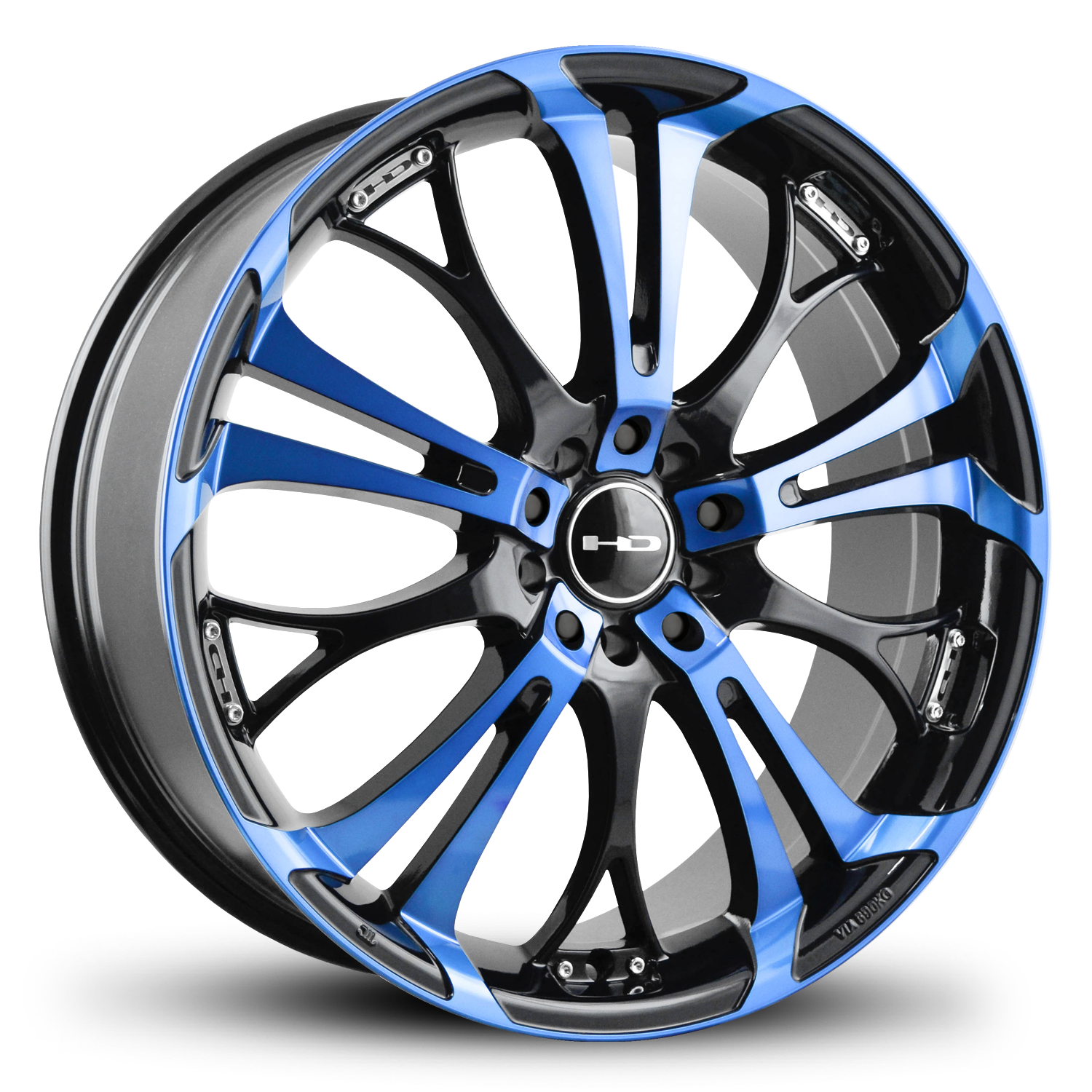HD Wheels Spinout 20x8 +45 5x112/5x114.3mm 73.1mm Gloss Blue/Machined ...