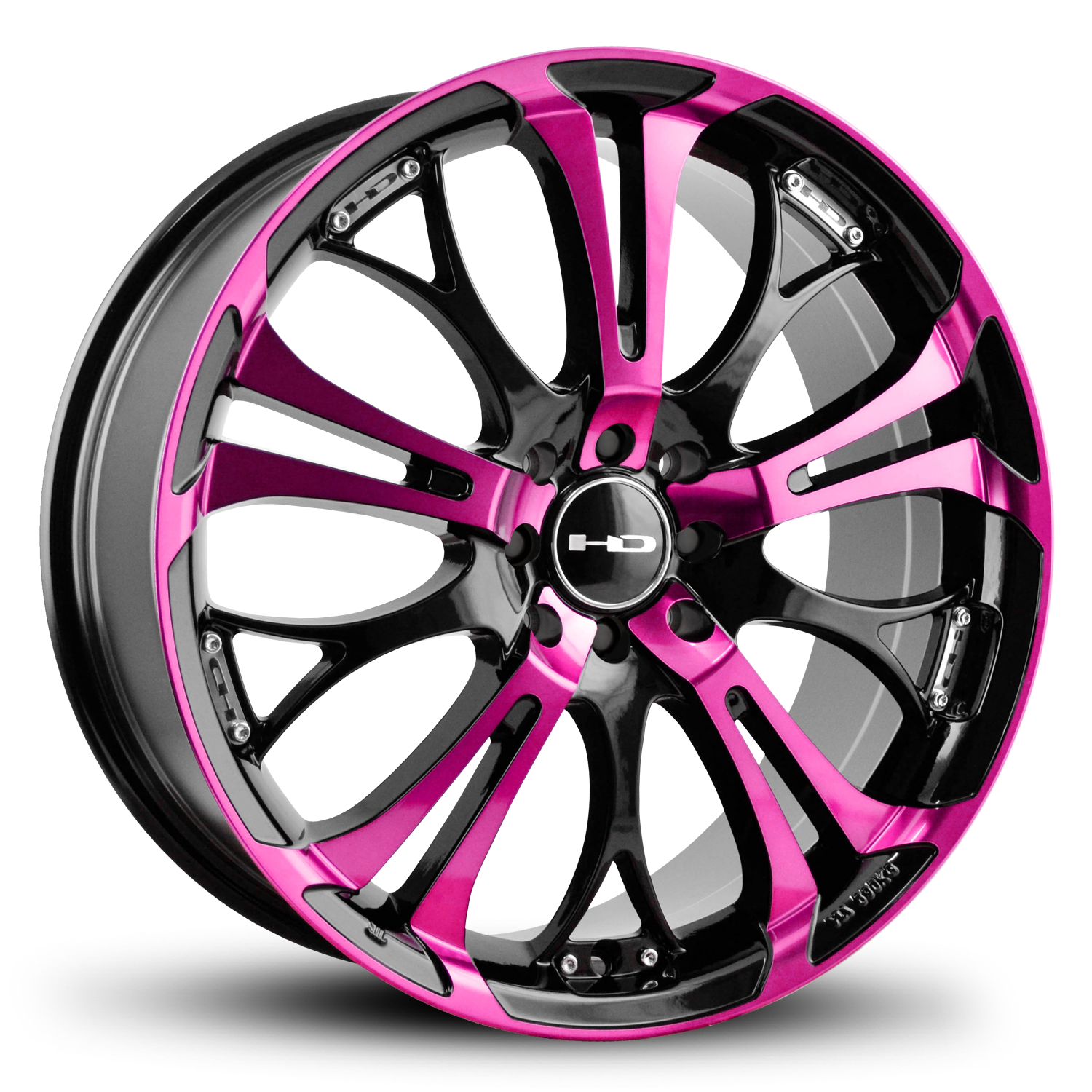 HD Wheels Spinout 16x7 +40 4x100/4x114.3mm 73.1mm Gloss Pink&BK/Machin ...