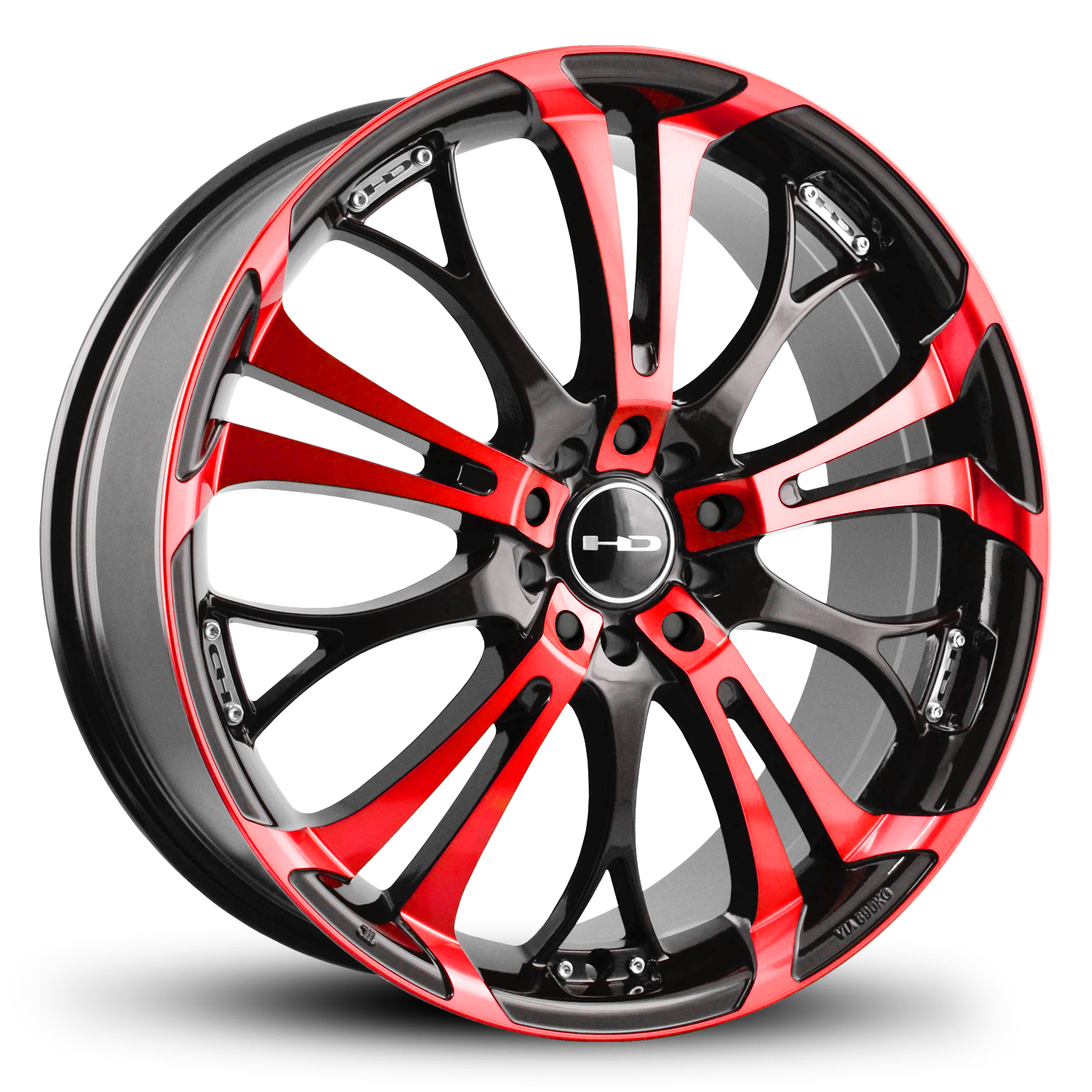 HD Wheels Spinout 20x8 +45 5x112/5x114.3mm 73.1mm Gloss Red&BK/Machine ...