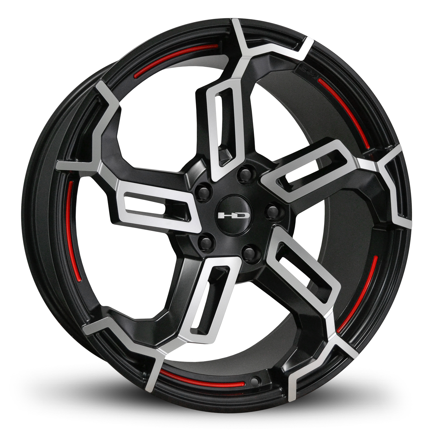 HD Wheels Switch 20x8.5 +35 5x114.3mm 73.1mm Satin Black/Red Line ...